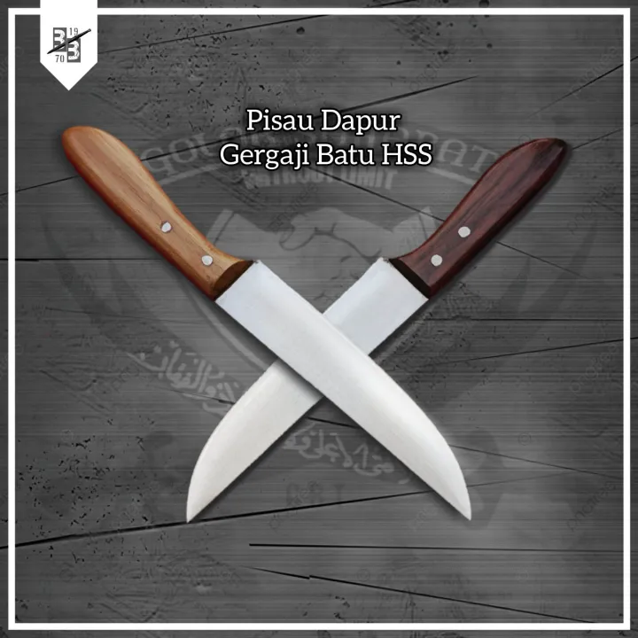 Pisau dapur Serbaguna super tajam Pisaw daging Pisou sisit handle kayu baja 1 mm | Lazada Indonesia