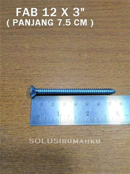 50 Skrup Kayu/Besi/Philips FAB 12 x 3 Kepala Rata 5,2x76,2mm | Lazada ...