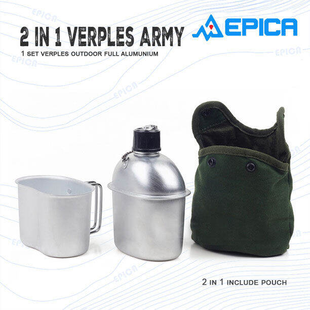 EPICA Veples Peples Botol Minum Nesting Bushcraft Army TNI Alumunium 2 ...
