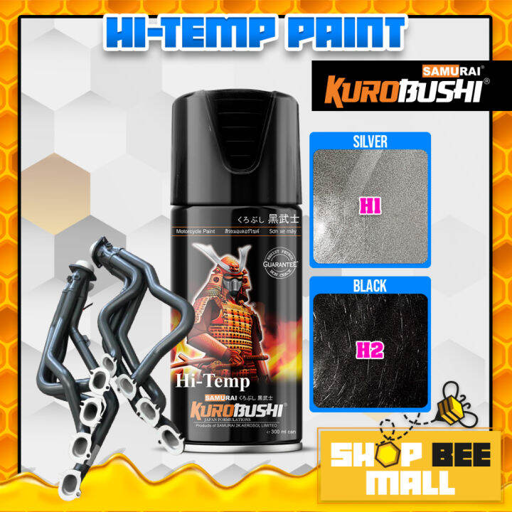 SAMURAI HI Temp Spray H1/H2 Black/Silver Spray Tahan Panas DIY Spray ...