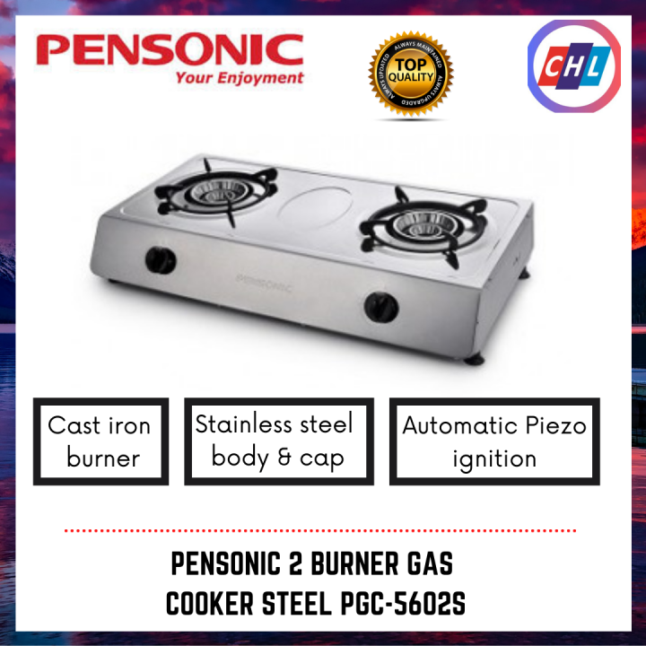Pensonic 2 Burner Gas Cooker Steel PGC-5602S | Lazada
