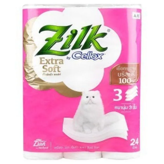 🔥เกรดโรงแรม!! 1ชุด ZILK EXTRA SOFT ซิลค์ เอ็กตร้าซอฟท์ ยกแพ็ค 24ม้วน หนา3ชั้น ประหยัดกว่า กระดาษ ...