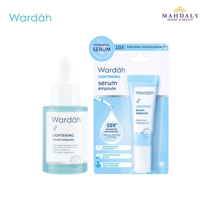 WARDAH Lightening Serum Ampoule 30 ml/8 ml - Serum dengan 10X Advanced Niacinamide dan Bisabolol ...