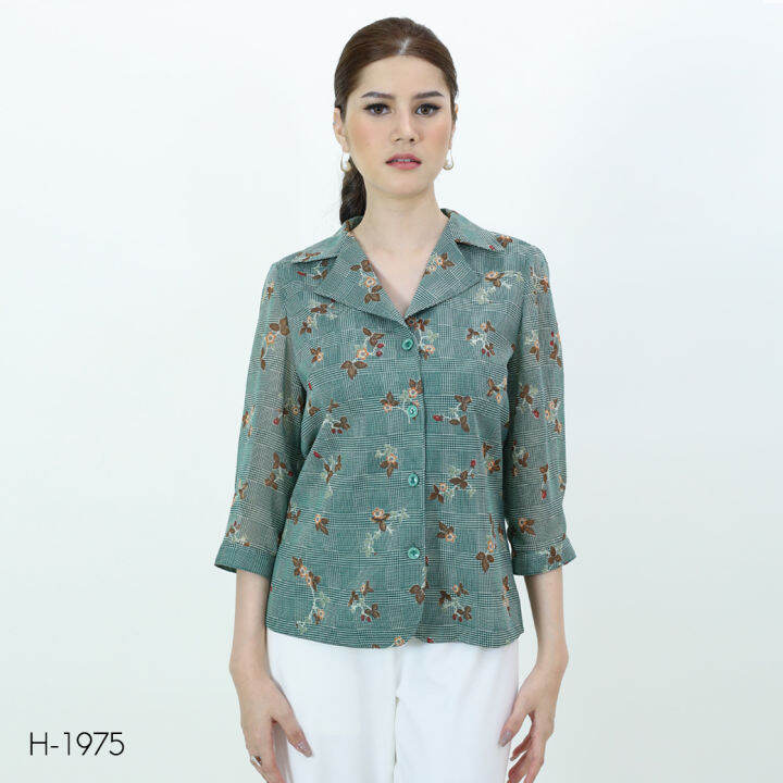 MIKIKO Shirt MI-H1975 ชิฟฟอนปริ้นท์ แขนยาว IGPU23-2 | Lazada.co.th