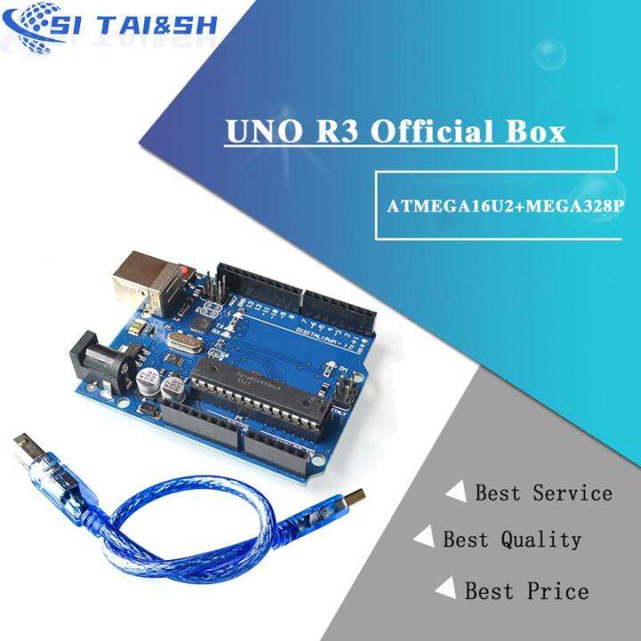 คุณภาพสูงหนึ่งชุด UNO R3กล่องเอนกประสงค์ ATMEGA16U2 + MEGA328P ชิปสำหรับ Arduino UNO R3บอร์ด ...