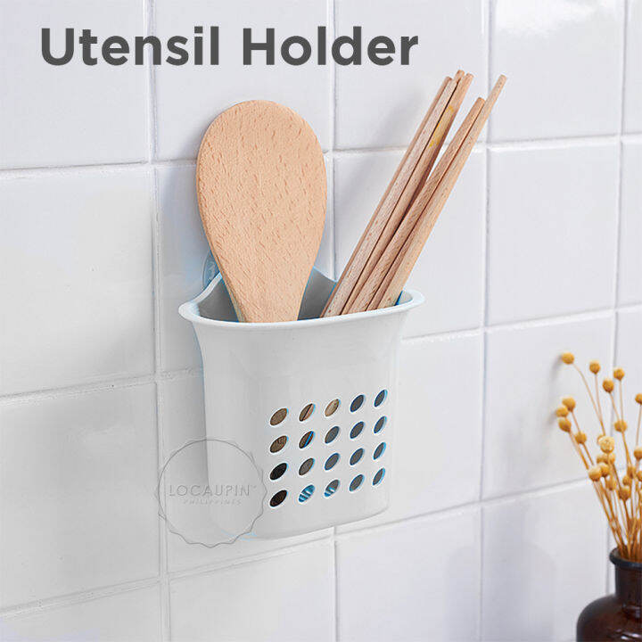 Locaupin Wall-Mounted Kitchen Utensil Holder Suction Hanging Organizer ...