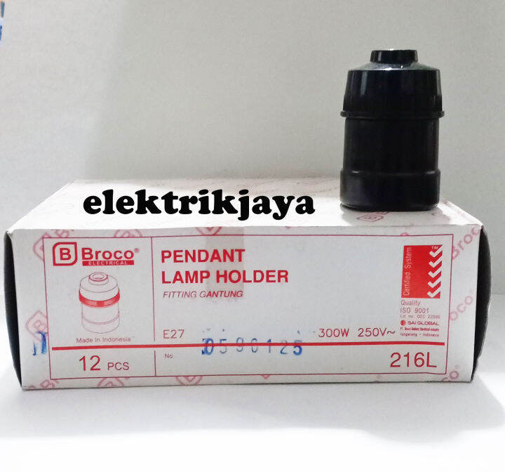 GROSIR Fitting Gantung Hitam (Fitting Lampu) BROCO isi 12 pcs (1 dus ...