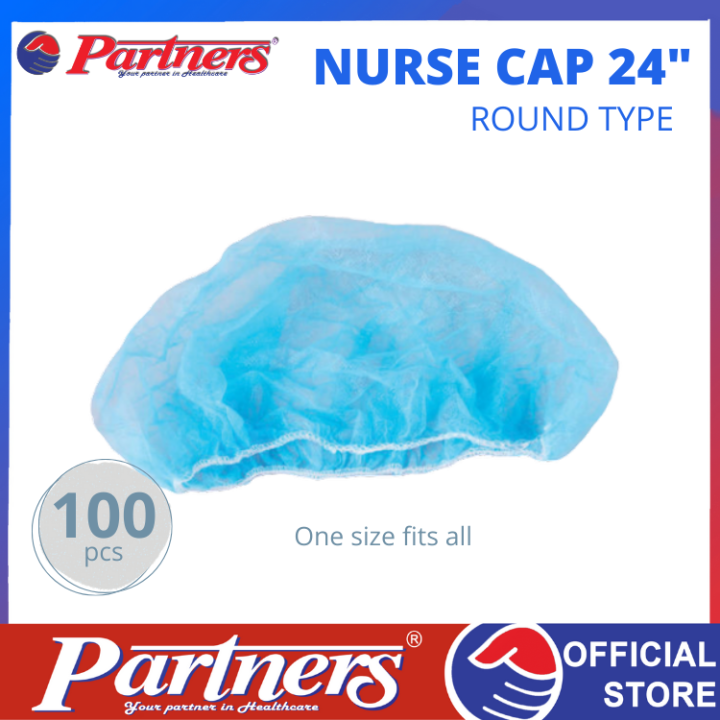 PARTNERS DISPOSABLE NURSE CAP/BOUFFANT CAP 24" ROUND TYPE (100 pcs ...