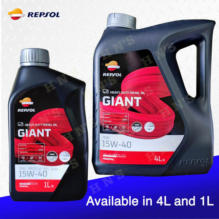 REPSOL Giant 7530 Heavy Duty Diesel 15W-40 Mineral Oil 4L and 1L THPD ...
