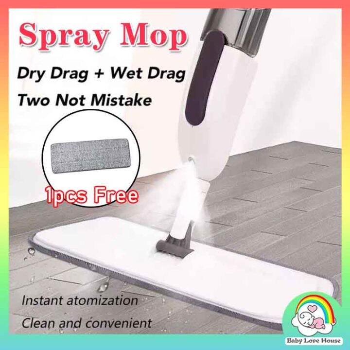 Self-Wringing Microfiber Spray Mop Water Cleaning with Microfiber Pad Mop mop Lantai Kering Dan ...