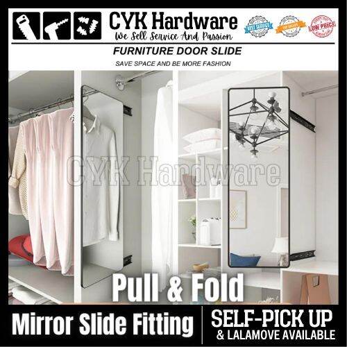 18” Wardrobe Cupboard Retractable Pull Out Mirror Drawer Slides / Full ...