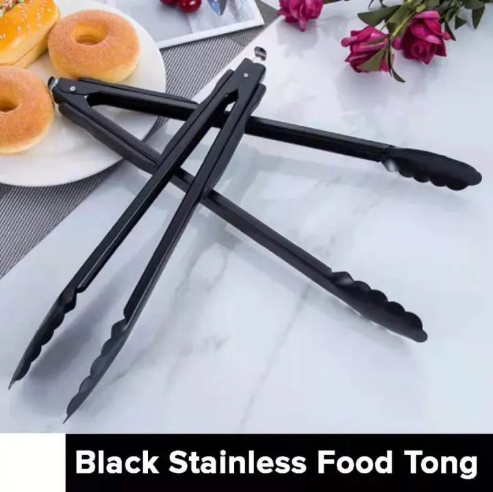 Plastic/stainless steel black food tong,serving tong,with lock,bread ...