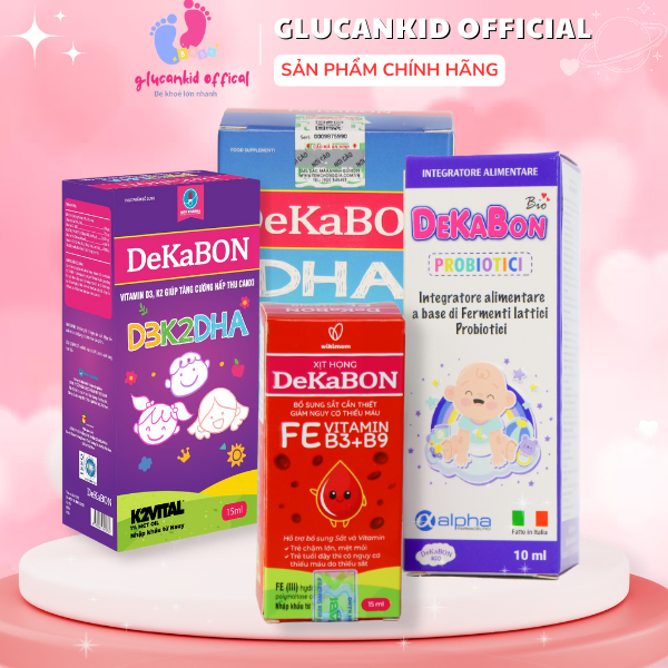 Combo 4 hộp DeKaBON - Glucankid - Vitamin DeKaBON D3K2, DeKaBON DHA ...