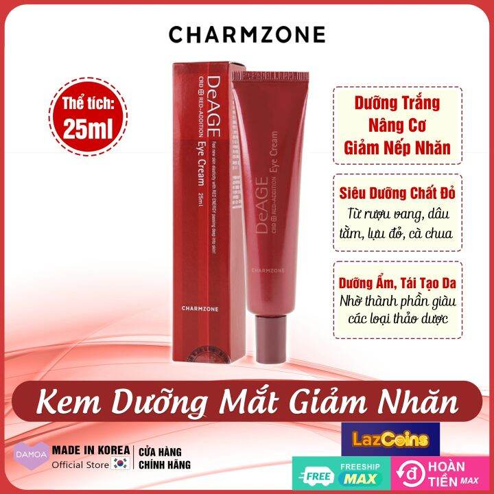 Kem Dưỡng Mắt Nâng Cơ CHARMZONE DeAGE RED-ADDITION Eye Cream Korea | Giảm Nhăn, Dưỡng Ẩm từ Rượu ...