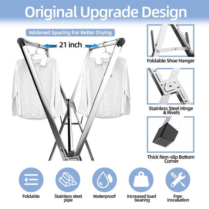 Clothes Drying Racks Foldable sampayan Upgraded Stainless Steel Laundry ...
