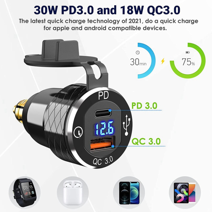 BMW Plug USB 3.0 45W Type C Fast Charger 18W QC 3.0 USB Power Outlet ...