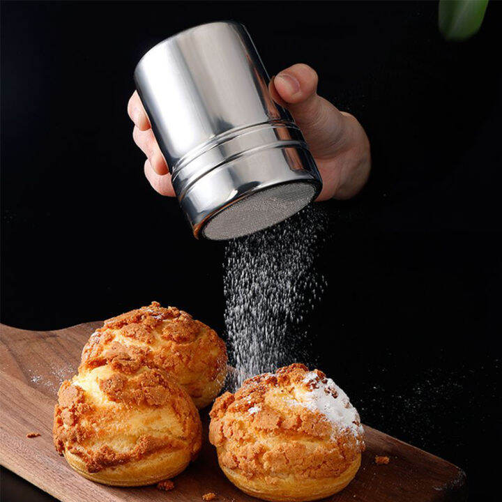 Powder Sugar Shaker Stainless Steel Powder Shaker Mesh Sifter Sprinkler ...