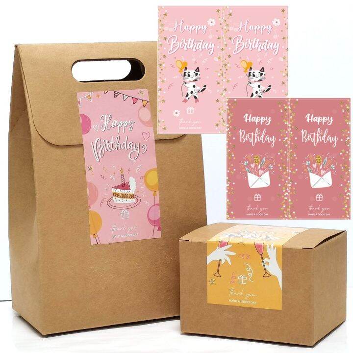 50pcs 5x10cm Happy Birthday Stickers For Birthday Party Gift Decor Seal ...