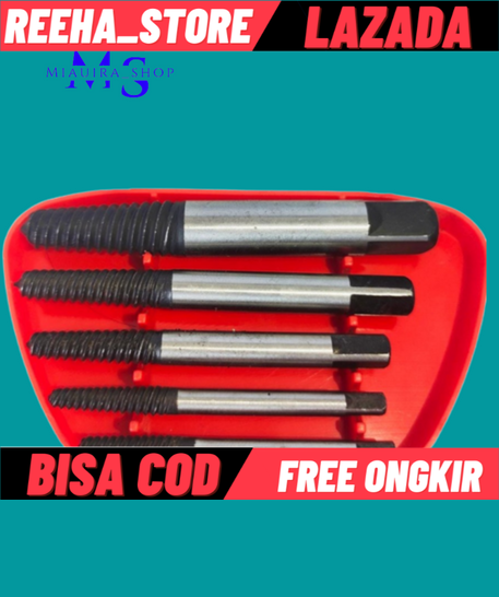 Pembuka Baut Rusak Patah Bolt Screw Extractor 5 Pcs Broken Striped ...