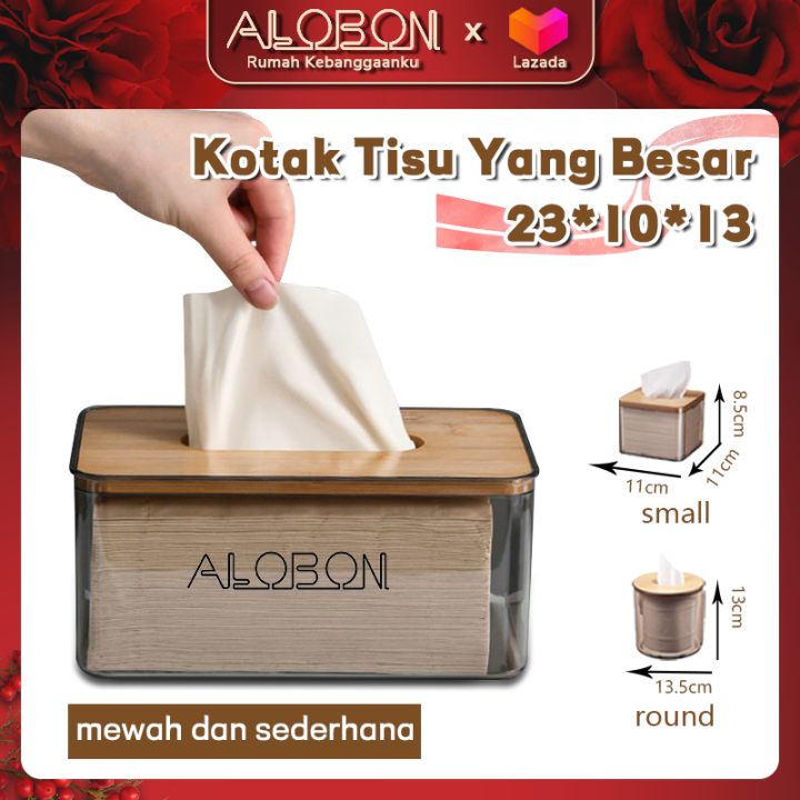 ALOBON Kotak tissue Kayu Transparan Modern / Kotak pennyimpanan ...