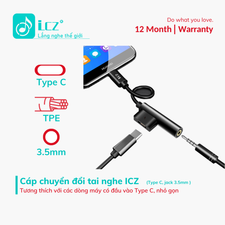 Bộ chuyển đổi giắc cắm tai nghe đa năng LCZ LC182 cổng Type C sang 3 ...