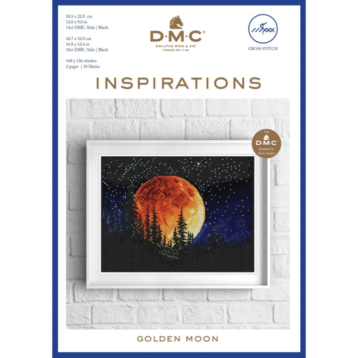 DMC Golden Moon CROSS STITCH KIT with complete DMC threads, cloth, and ...