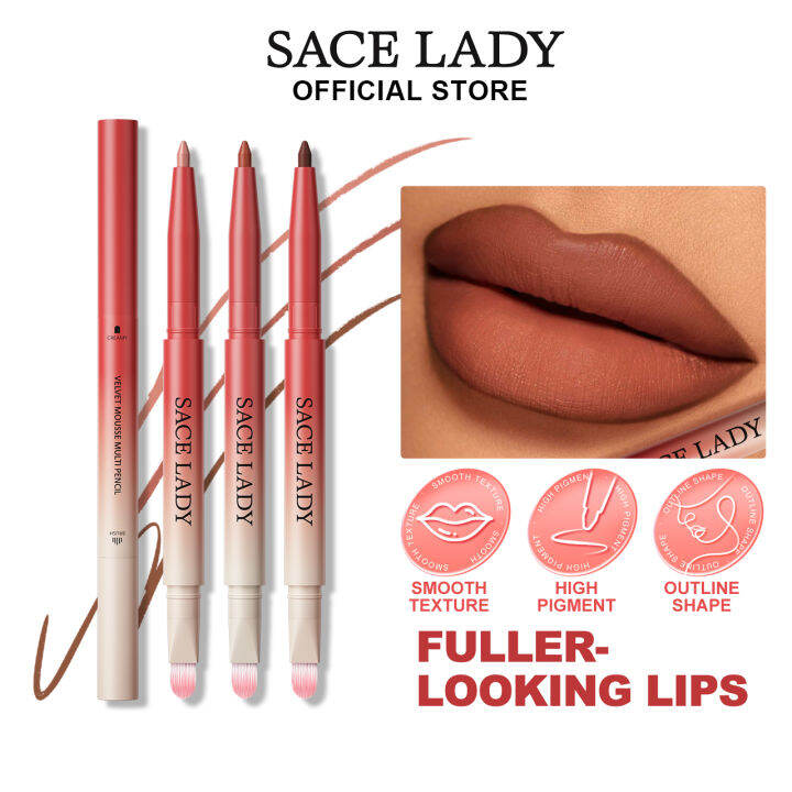 SACE LADY Lip Liners Velvet Matte Finsh Lipsticks Pencil Smudge Proof ...
