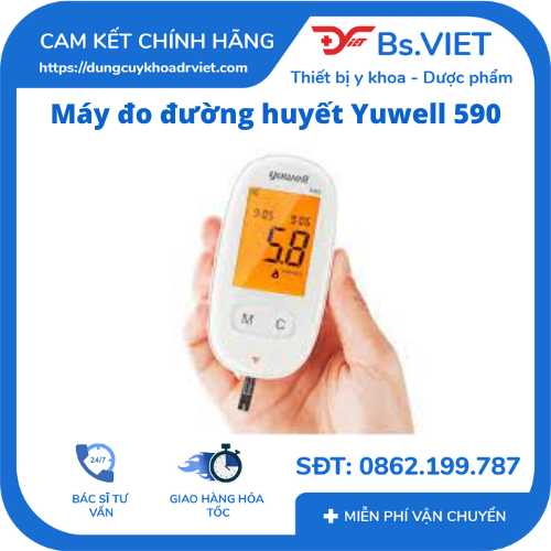 Máy đo đường huyết Yuwell 590 free code có giọng nói tiếng việt(gồm 10 ...