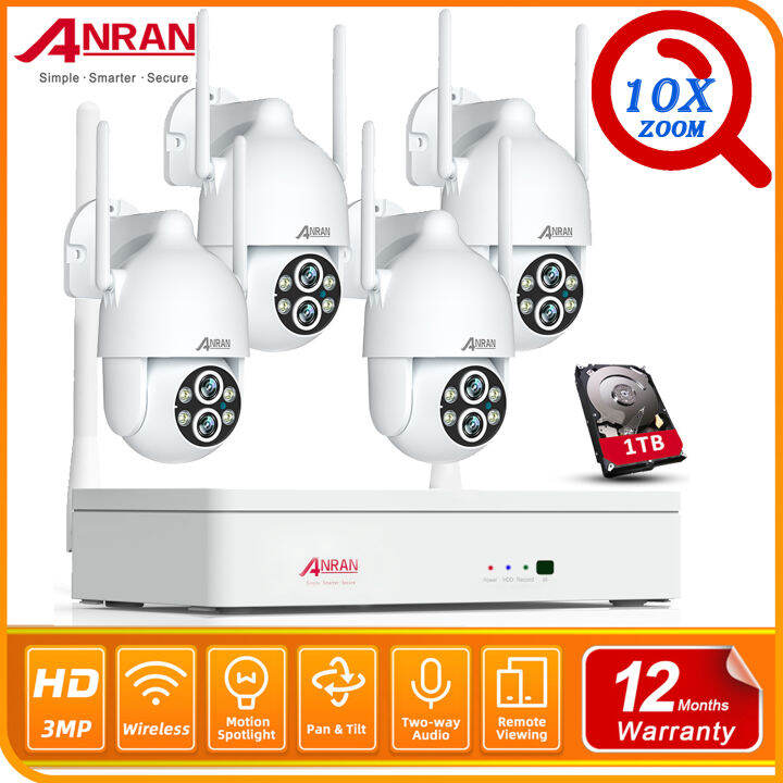ANRAN CCTV Set Package, 3MP 8 Channel Wireless NVR Kit with 4PCS Dual ...
