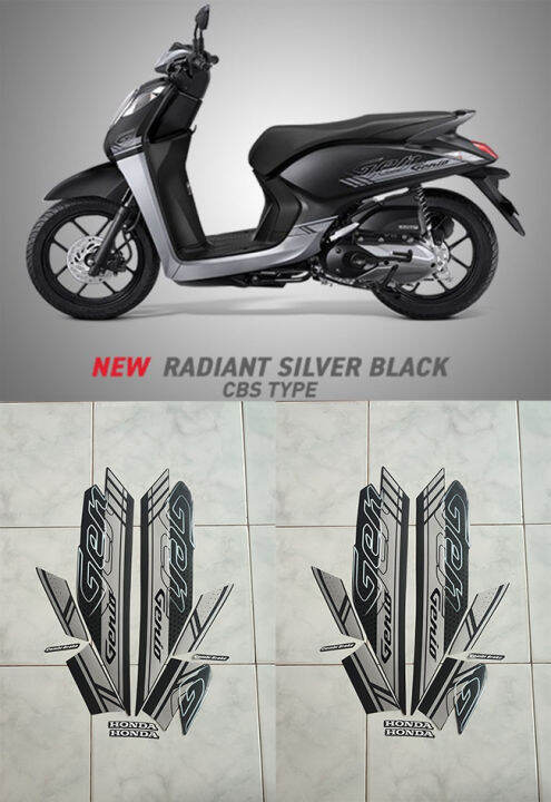 Stiker striping motor honda genio 2021 hitam silver satu set full body ...