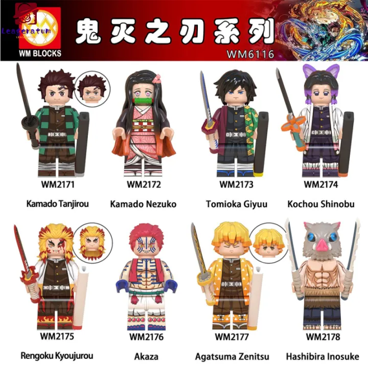 Demon Slayer Series Tanjiro Nezuko Inosuke Doll Building Blocks Plastic ...