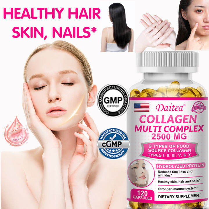 daitea Hydrolyzed Collagen Capsules with Vitamin C Anti-Aging ...