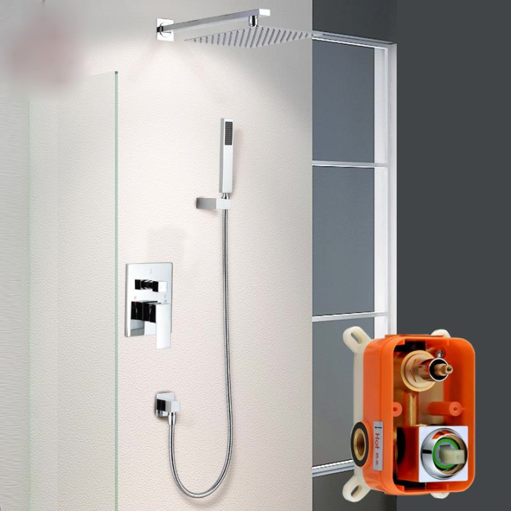Concealed Shower Set, Copper, Two-ftion In-wall Faucet, Square Embedded ...