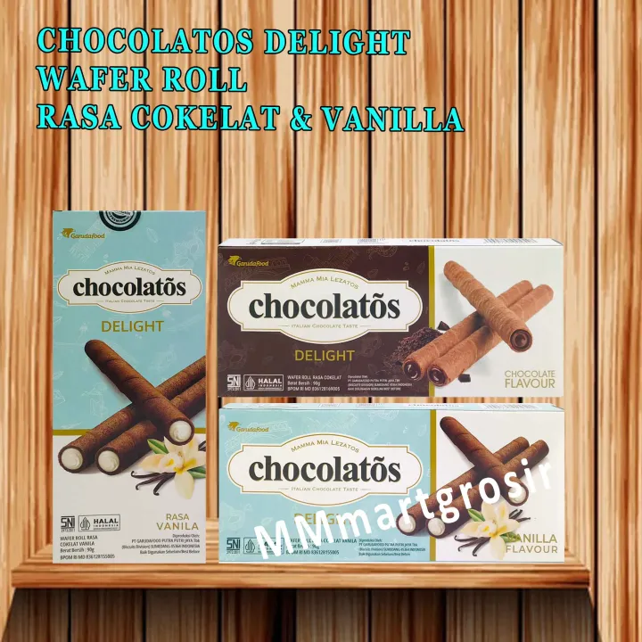 Chocolatos Delight / Wafer Roll / Wafer Rasa Coklat & Vanilla / 90g ...