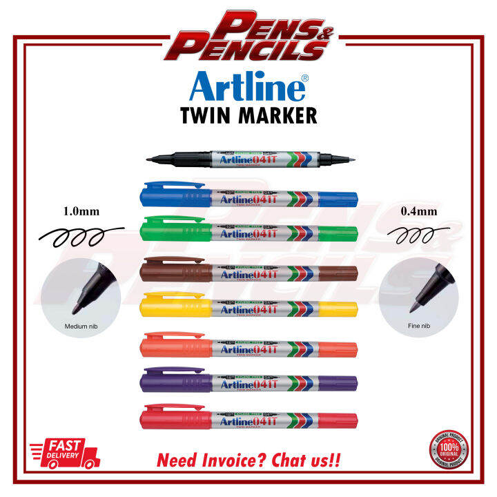Artline 041T Twin Head Permanent Marker Pen (1pc) | Lazada