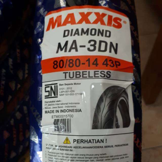 BAN LUAR MOTOR MAXXIS UKURAN 80/80-14 DIAMOND-MA-3DN BAN MOTOR TUBELESS ...