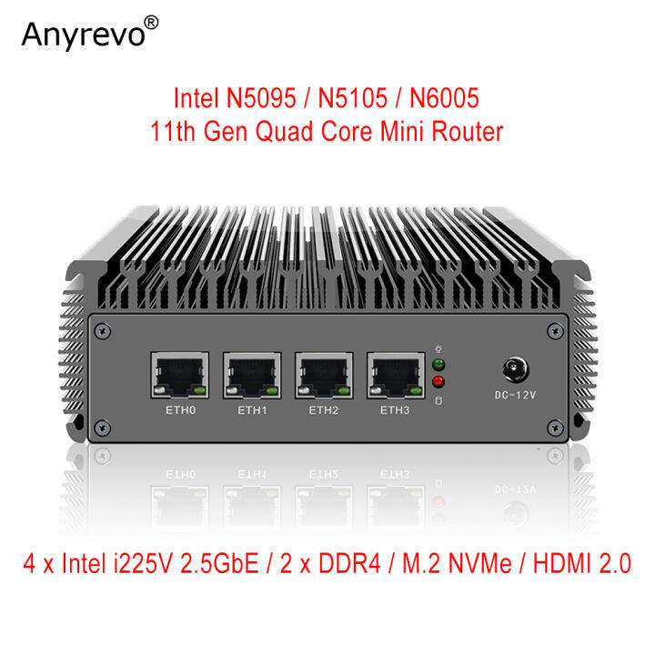 New 11th Gen N5095 Router Quad Core 2.5G pfSense 4*Intel i225 Nics NVMe ...