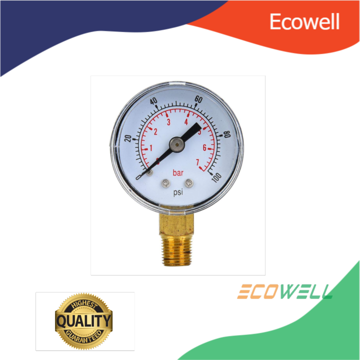 0~100psi Water Pressure Gauge Meter 1/4 inch NPT Thread Manometer 0 ...
