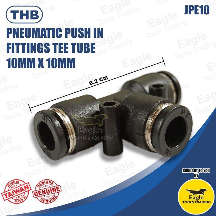 THB Pneumatic Push-in Fittings Tee Tube 10mm x 10mm | Union Tee | JPE10 ...