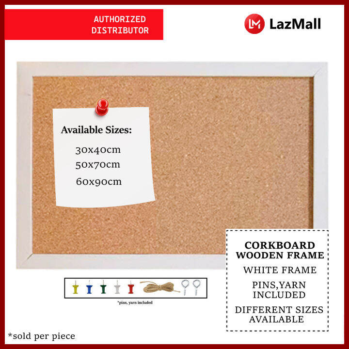 Cork Board with White Wooden Frame Bulletin Board | Lazada PH