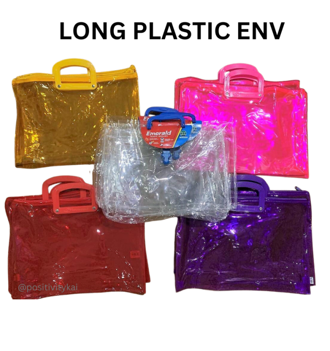 Long Expanding Plastic Envelope with Handle Zipper or Push Lock Closure ...