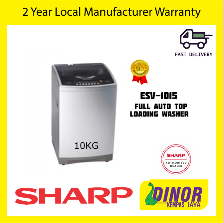 SHARP 10 KG TOP LOAD WASHER FULLY AUTOMATIC WASHING MACHINE ESV1015 ...
