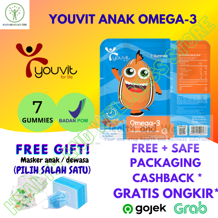 YOUVIT GUMMY MULTIVITAMIN OMEGA 3 ANAK 7 GUMMIES SACHET BOX 1 SACHET ...