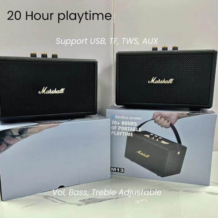 MARSHALL M13 Portable Wireless Bluetooth Speaker Support USB/ TF/ AUX Malaysia Stock | Lazada