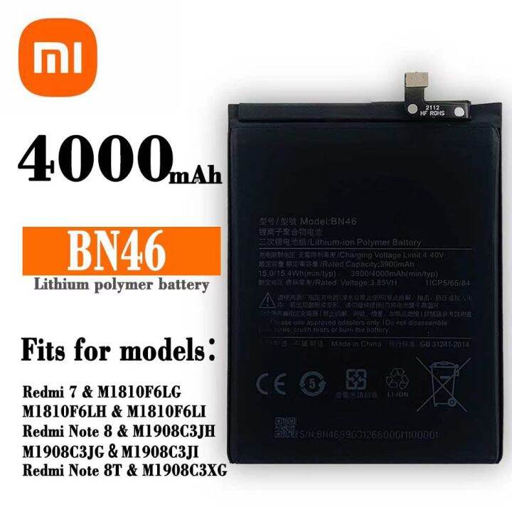 Xiaomi Redmi Note 8/Note 8T Redmi 7 Original Battery High Quality BN46 ...