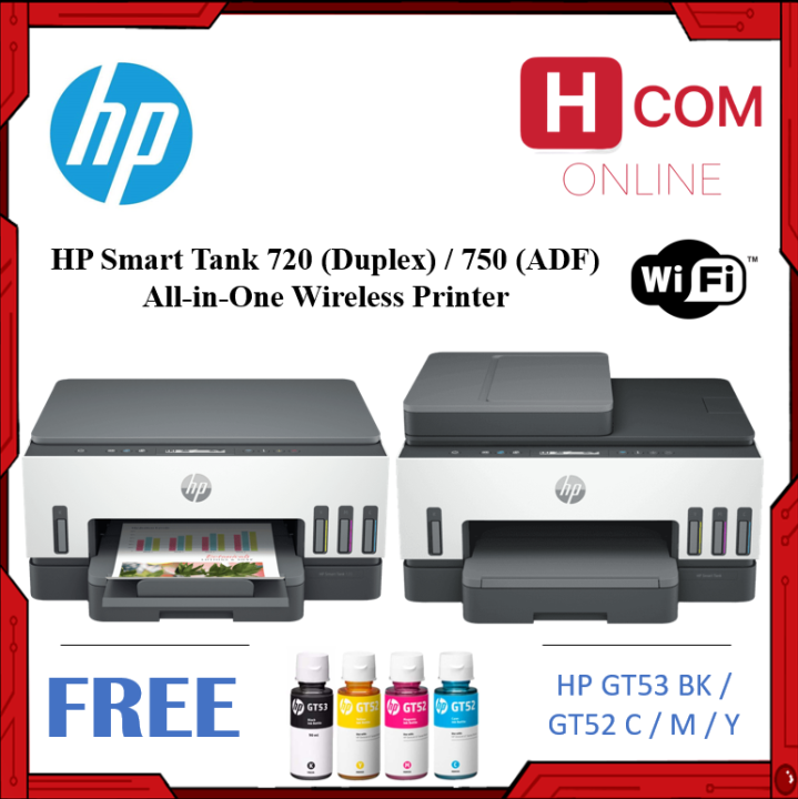 HP Smart Tank 720 (Duplex) / 750 (ADF) All-in-One Wireless Printer ...