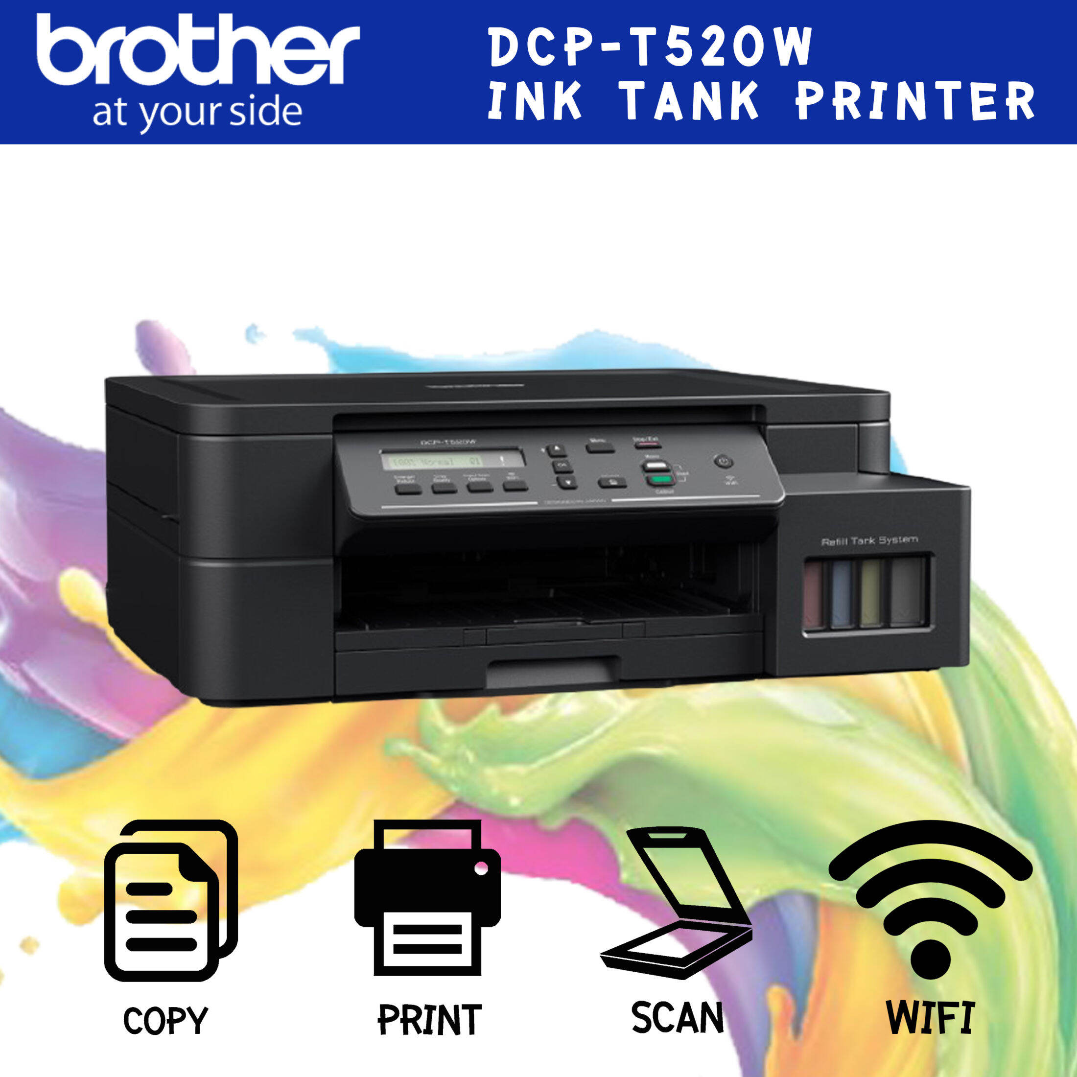 Brother DCP-T520W มาพร้อมฟังก์ชันการใช้งาน 3-in-1: Print / Copy / Scan ...