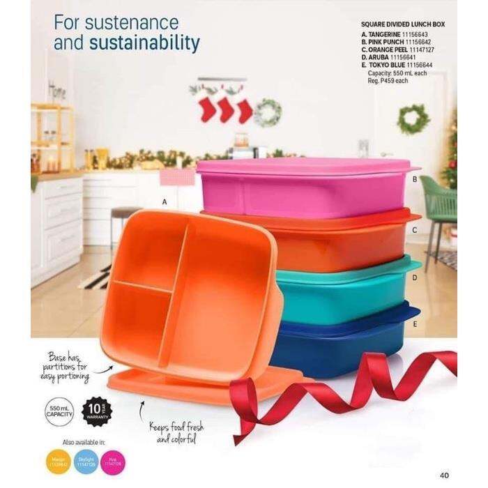 Spot goods Tupperware Square Divided Lunch box | Lazada PH
