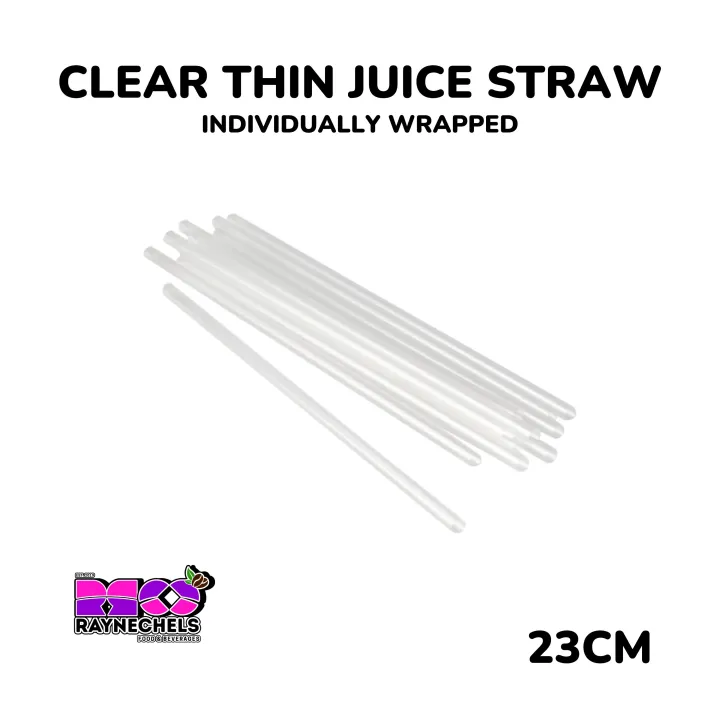 Clear Thin Straw Individually wrapped plastic 100pcs 23 cm | Lazada PH