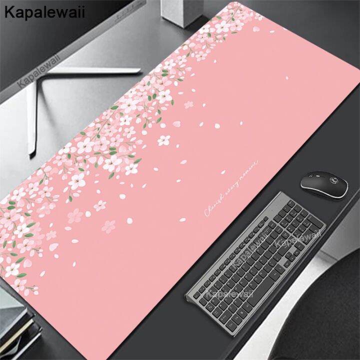 Pink Cherry Blossoms Large Mouse Pad XXL 100x50 Gaming Mousepad Gamer Keyboard Desk Mat Computer ...